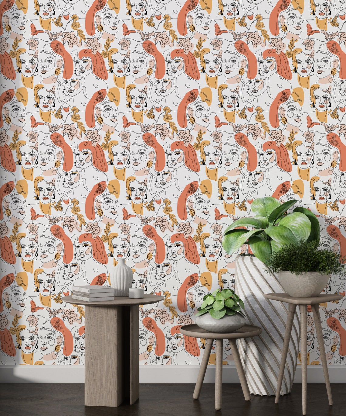 Boho Wallpaper/ Abstract Modern Wallpaper/ Beige Boho Peel and - Etsy