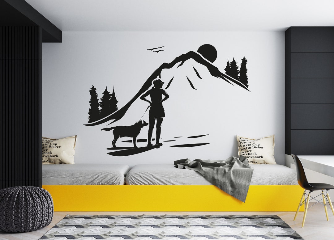 Mountains Wall Decal/mountain Wall Sticker/ Pine Trees Mountains Wall ...