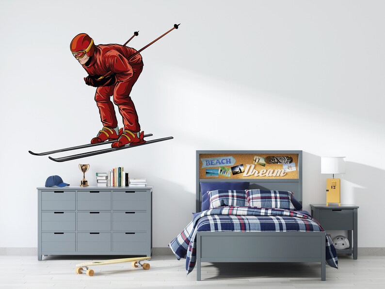 Ski Wall Decal/ Skier Wall Decal/ Ski Jump Decal/ Winter Sports Decal ...