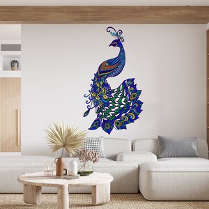 Peacock Wall Decal / Peacock Wall Sticker/ Bird Wall Decor/ (K725) - Etsy