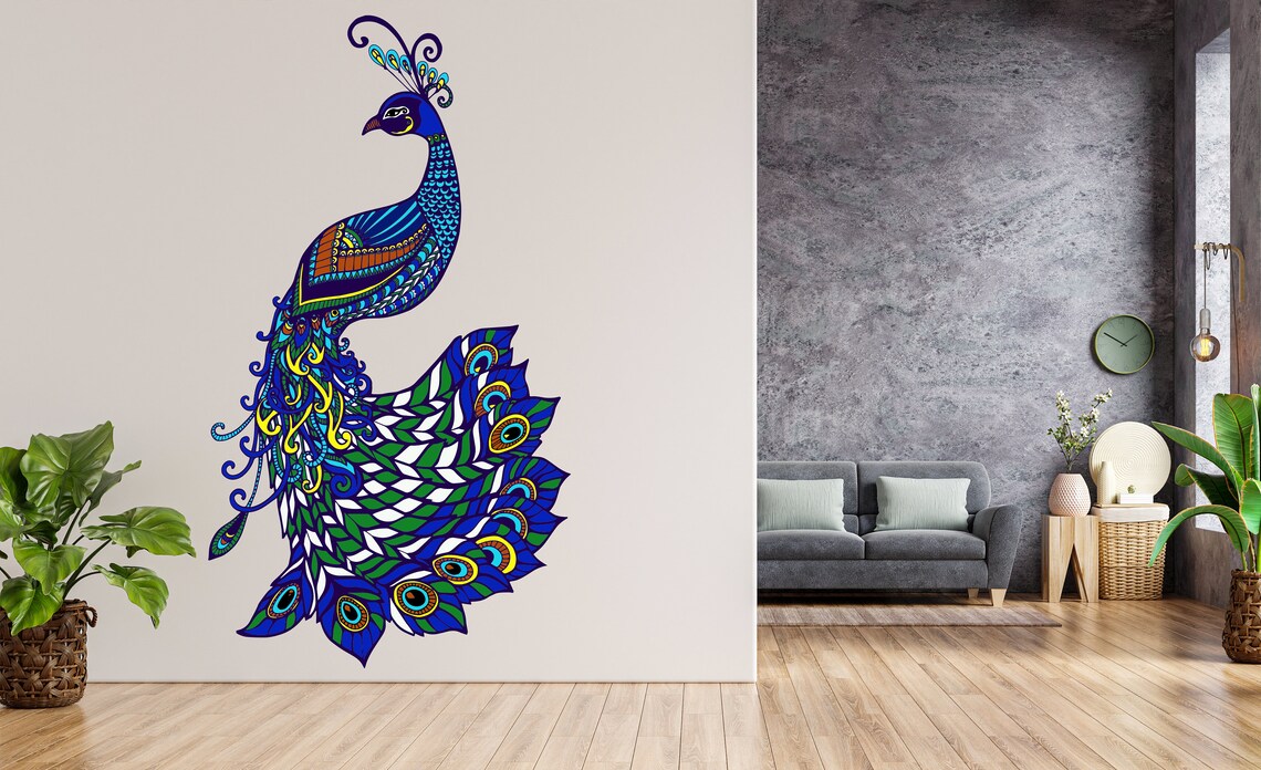 Peacock Wall Decal / Peacock Wall Sticker/ Bird Wall Decor/ - Etsy