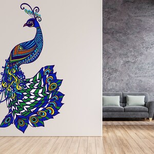 Peacock Wall Decal / Peacock Wall Sticker/ Bird Wall Decor/ - Etsy