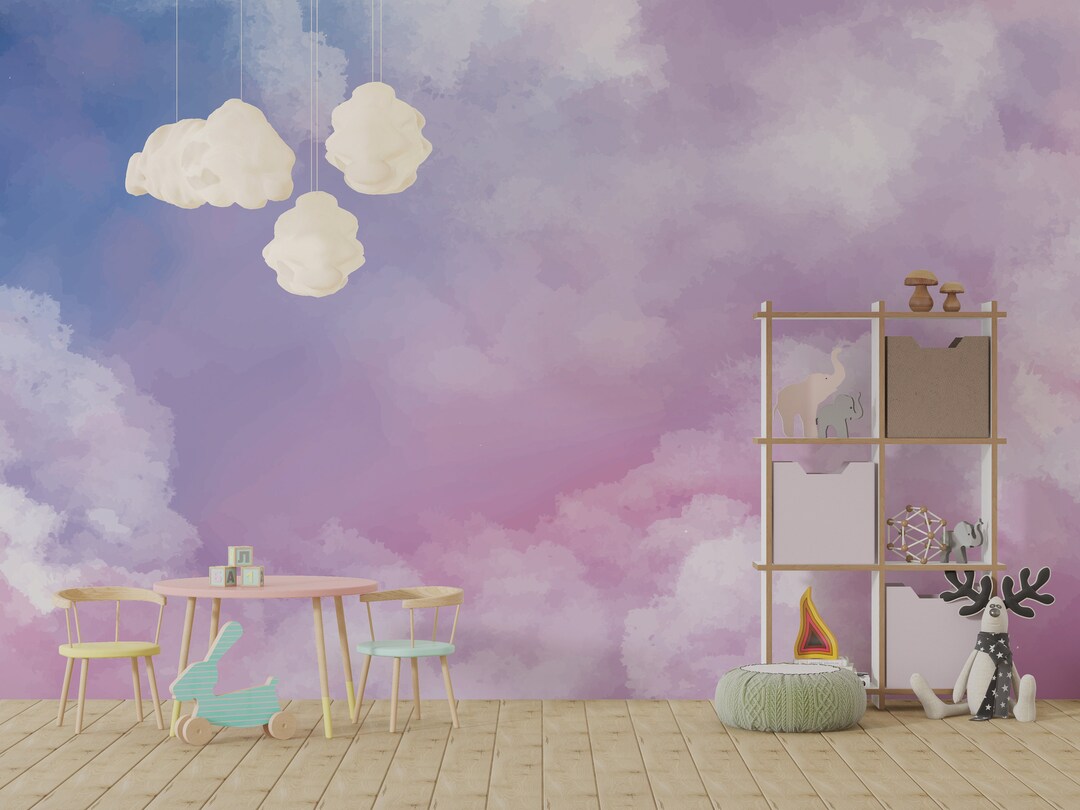 Sky Wall Mural Clouds Wall Mural Blue Sky Photo Wallpaper Pastel