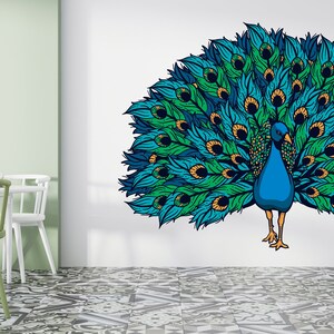 Peacock Wall Decal / Peacock Wall Sticker/ Bird Wall Decor/ (K726) - Etsy