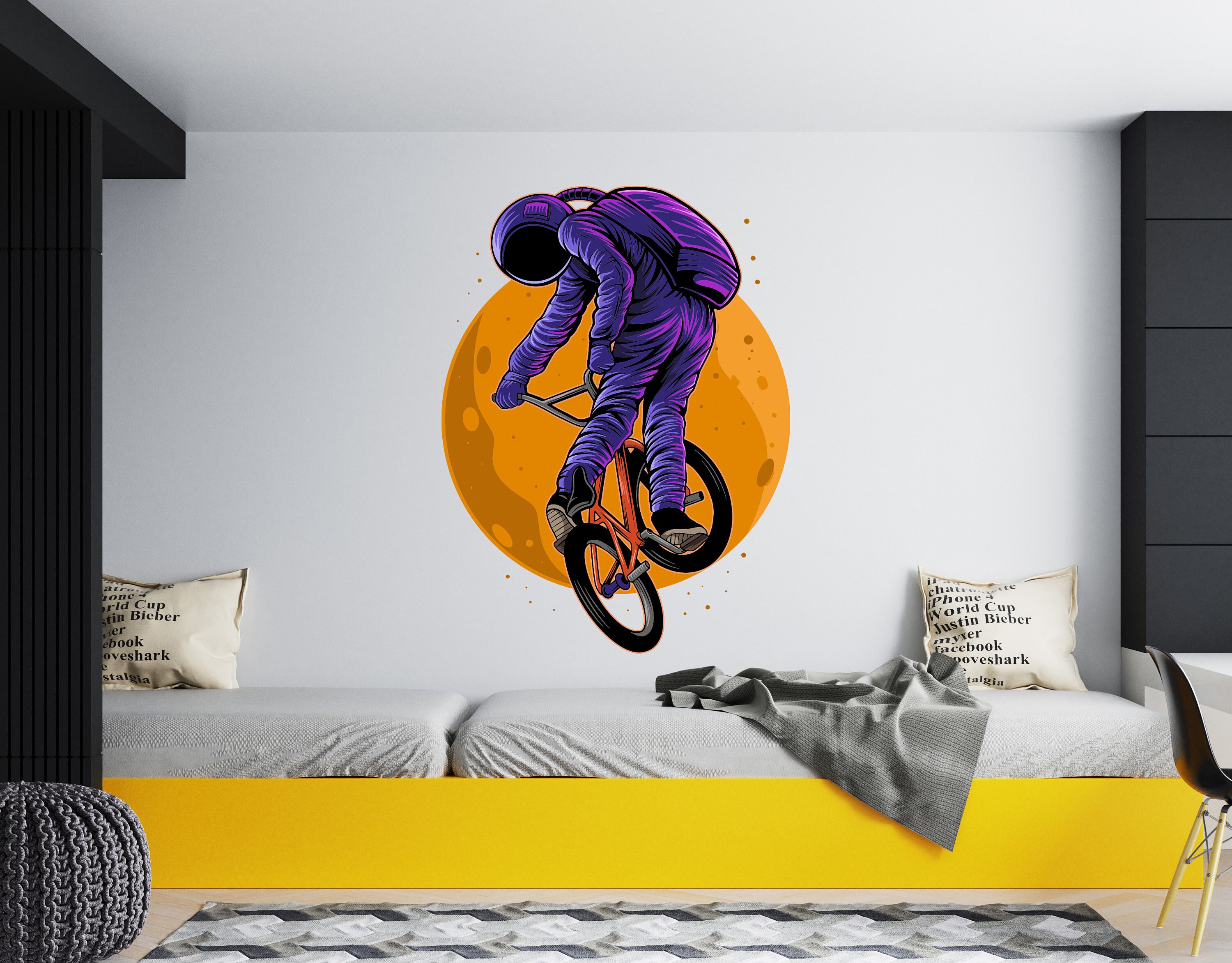 BMX Wall Decal/ Astronaut Wall Decal/ BMX Wall Decor/ - Etsy