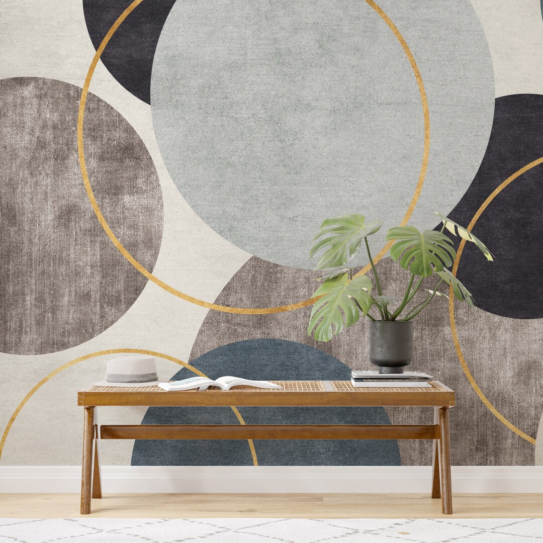 Abstract Mural/ Geometric Wall Mural/ Removable Wallpaper/ Modern Wall ...