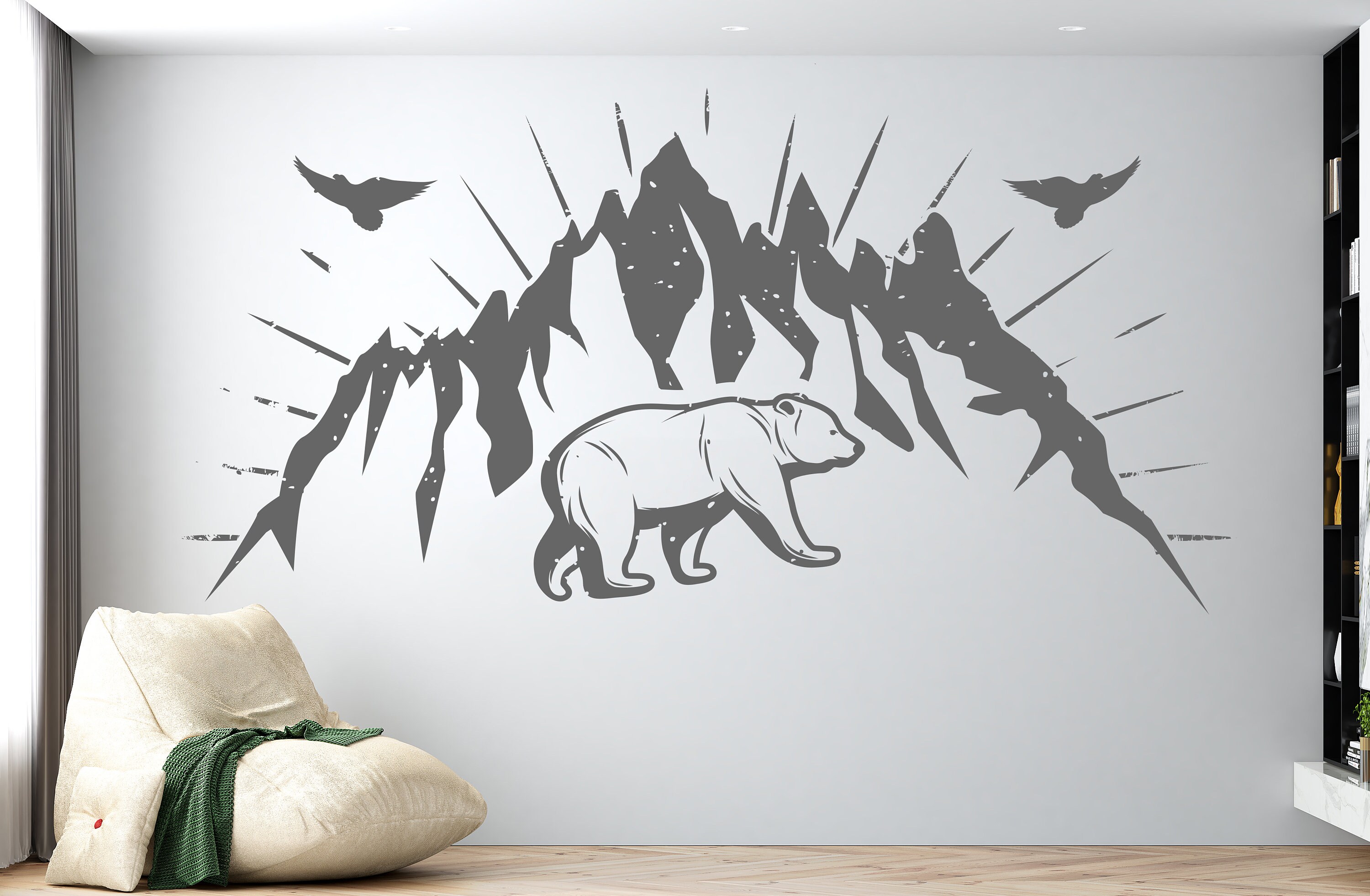 Mountains Wall Decal/mountain Wall Sticker/bear Mountain Wall - Etsy