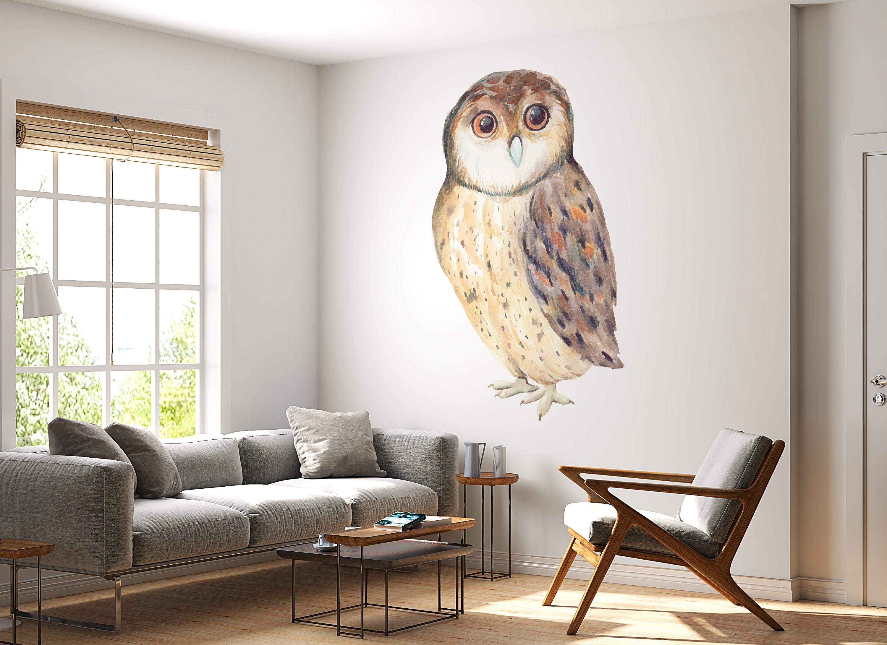 Owl Wall Decal/ Big Owl Wall Decal/ Bird Wall Decal/ Nature Wall Decal ...