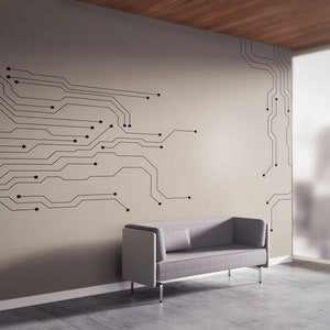 Circuit Board Office Wall Decal/ Gamer Room Decal/ Business Wall Mural ...