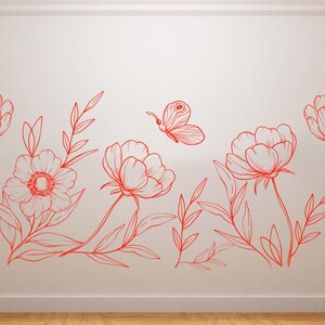 Flowers Wall Decal/ Flowers Wall Decal/ Flower Decals Wall | Etsy