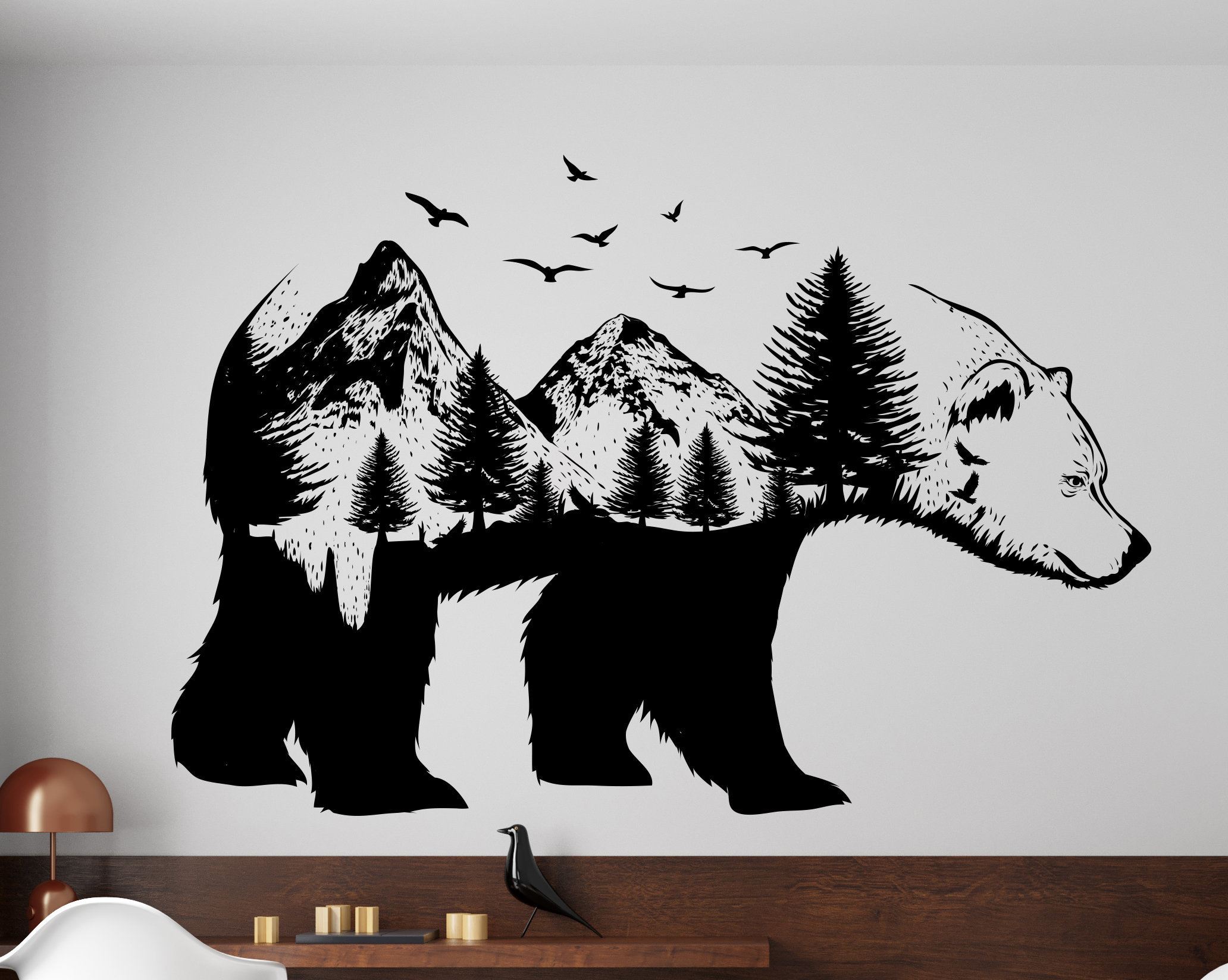 Bear Mountain Wall Sticker/ Bear Wall Decal/animals Wall - Etsy