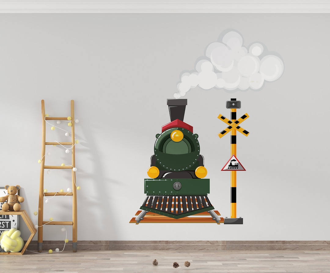 Train Wall Decal/ Locomotive Decal/ Train Wall Sticker/ Kids Wall Decal ...
