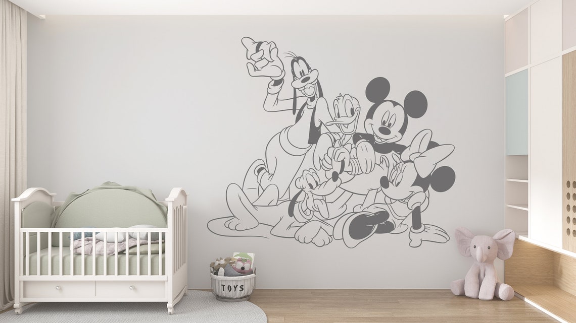 Mickey Mouse Wall Decal Cartoon Wall Decor for Kids Nursery | Etsy