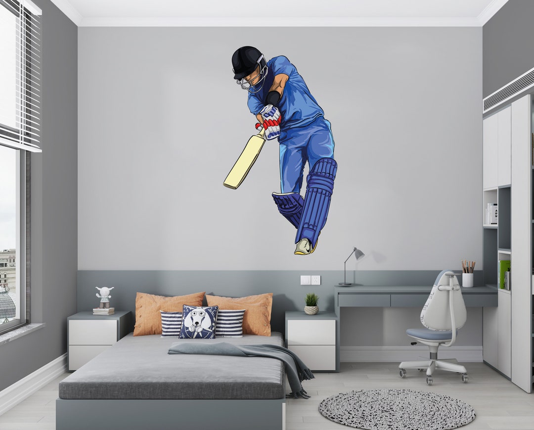 Cricket Wall Decal/ Sports Wall Decal/ Boys Room Decal/ Cricket Player ...