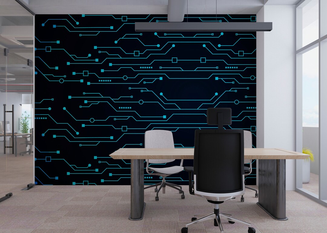 Circuit Board Office Wall Decal/ Gamer Room Decal/ Business Wall Mural ...
