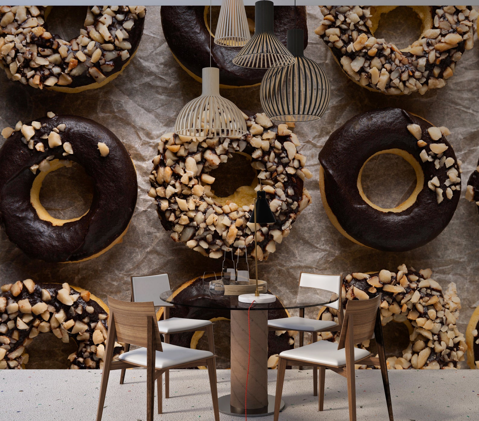 3D Donut Wall Mural/ 3D Donut Wallpaper/ Colorful Wall Mural/ Bakery ...