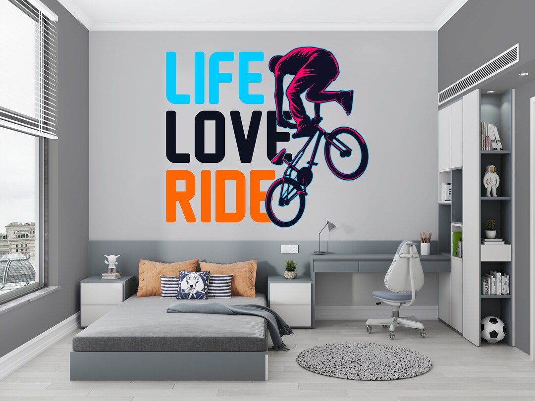 BMX Wall Decal/ BMX Wall Decor/ Mountain Bike Wall Decall/ Bicycle Wall ...