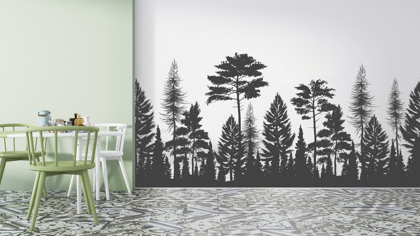Forest Wall Decal/ Nature Wall Decal/ Trees Wall Decal/trendy - Etsy