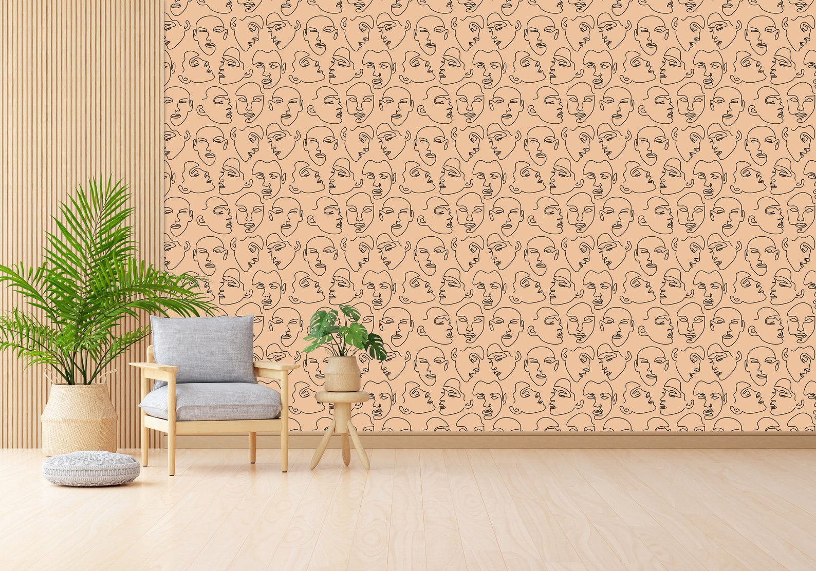 Boho Wallpaper/ Abstract Modern Wallpaper/ Beige Boho Peel and - Etsy