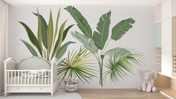 Tropical Wall Decal/ Monstera Wall Decal/ Tropical Leaves Wall | Etsy