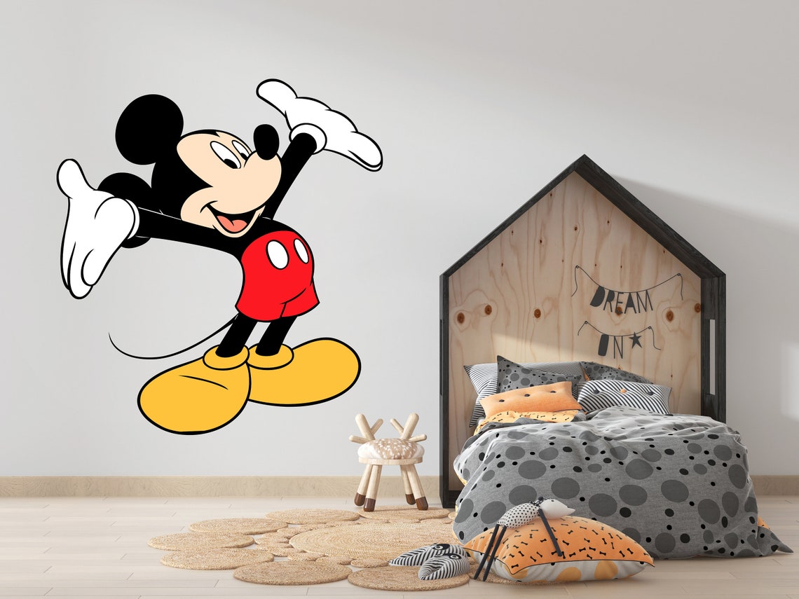 Mickey Mouse Wall Decal Cartoon Wall Decor for Kids Nursery | Etsy