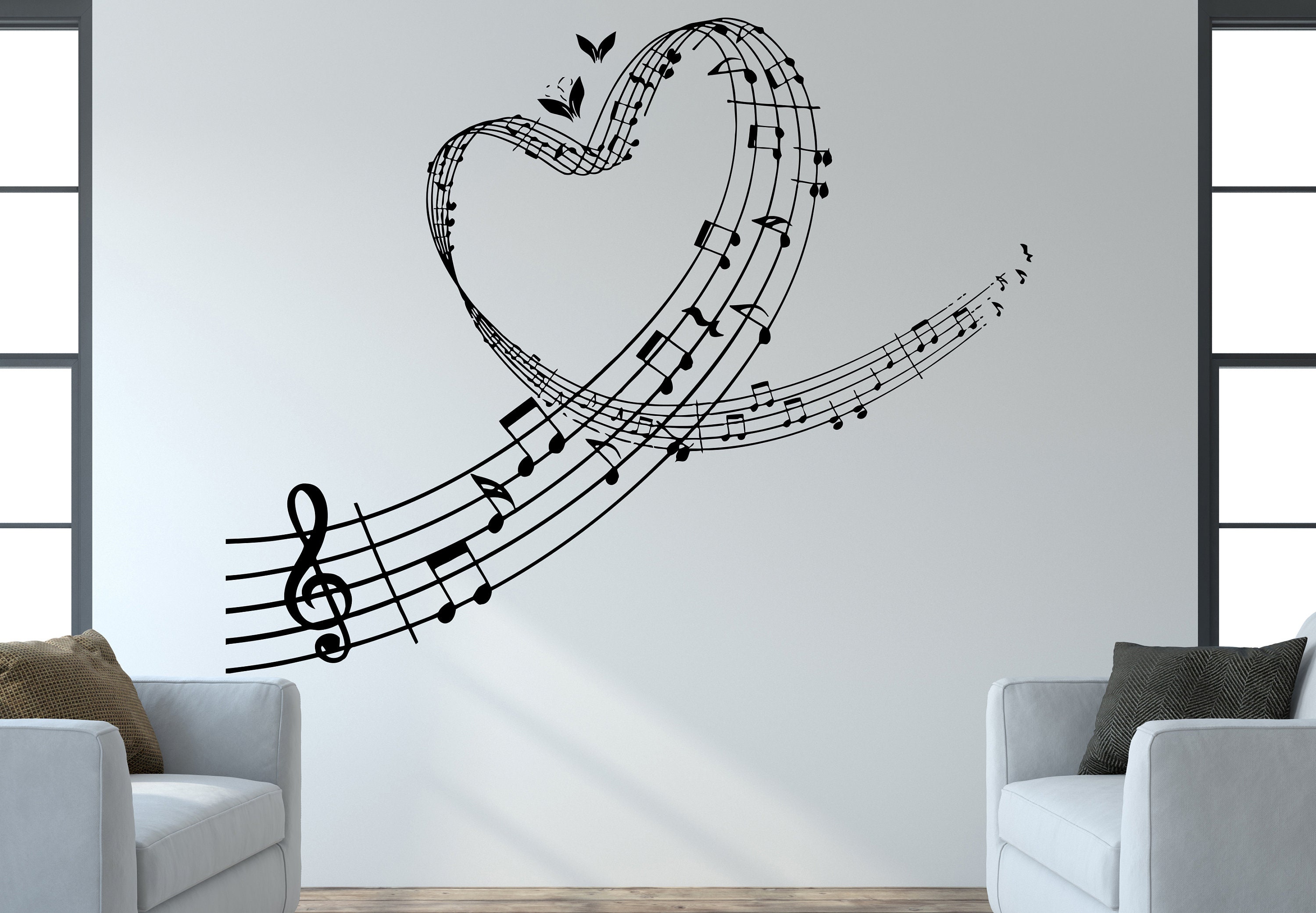 Music Wall Decal Music Notes Wall Sticker Music Wall Decor - Etsy