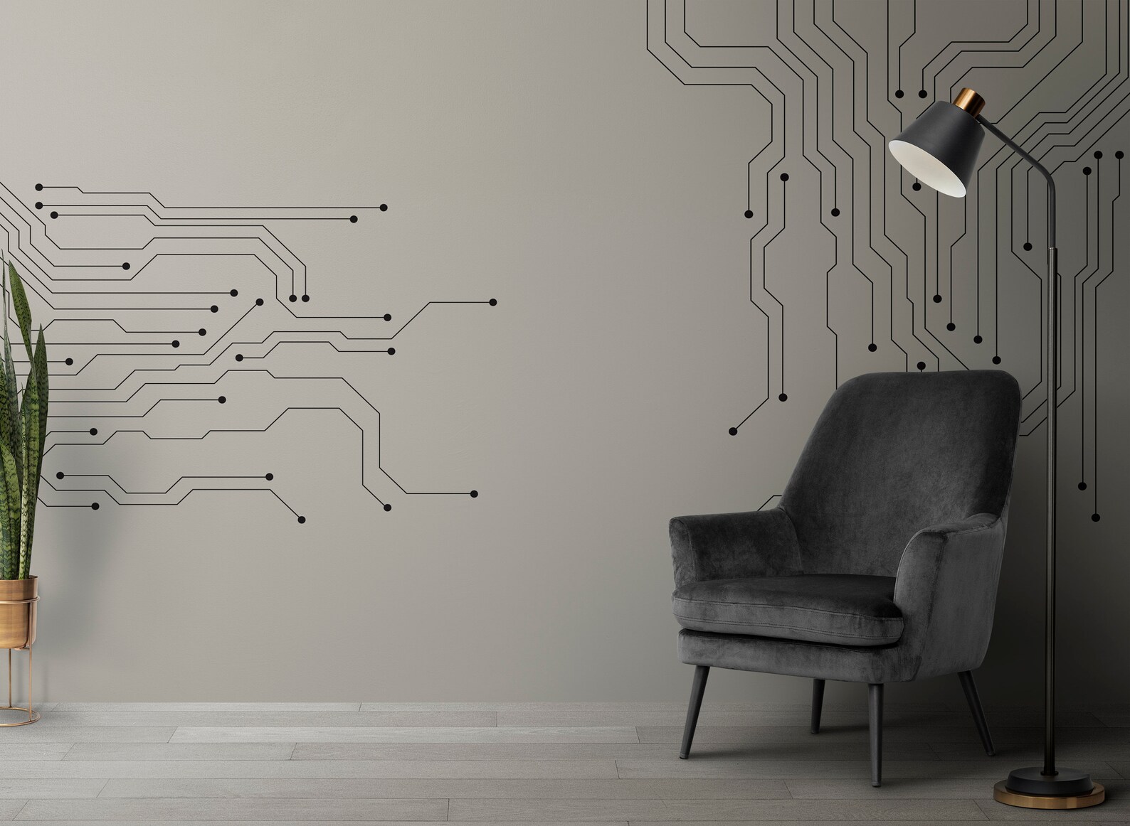 Circuit Board Office Wall Decal/ Gamer Room Decal/ Business Wall Mural ...