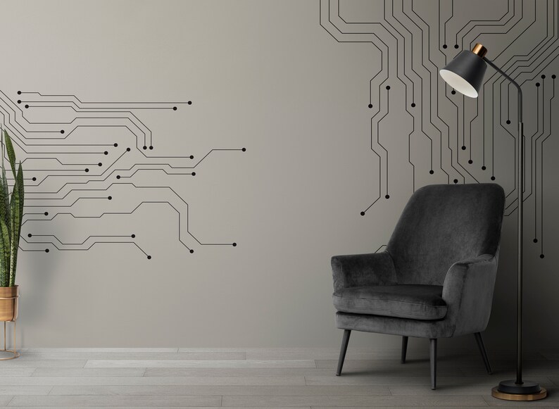 Circuit Board Office Wall Decal/ Gamer Room Decal/ Business Wall Mural ...