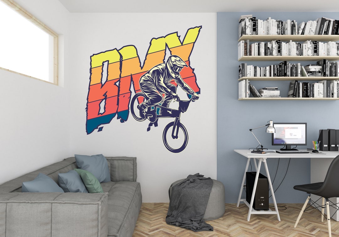 BMX Wall Decal/ BMX Wall Decor/ Mountain Bike Wall Decall/ Bicycle Wall ...