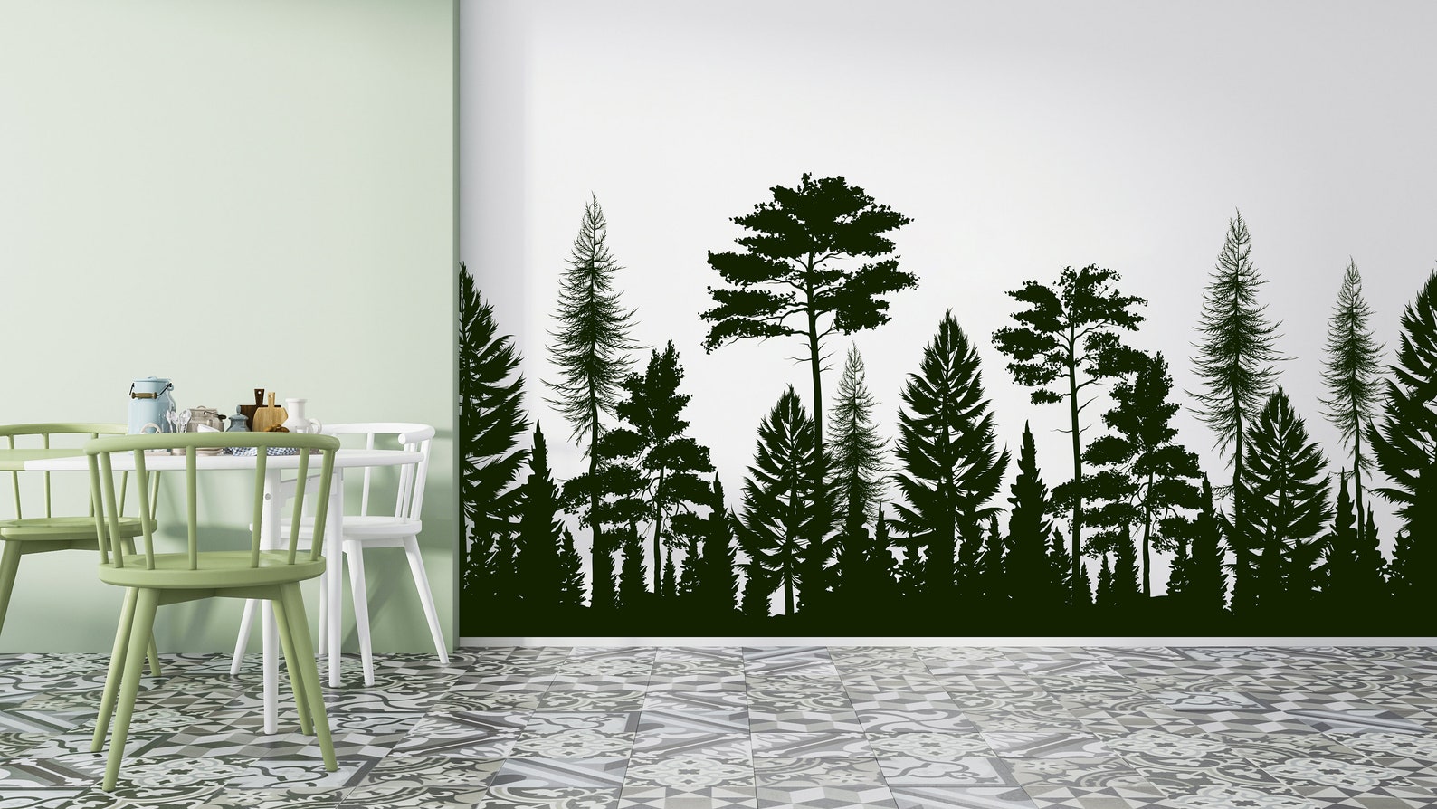 Forest Wall Decal/ Nature Wall Decal/ Trees Wall Decal/trendy | Etsy