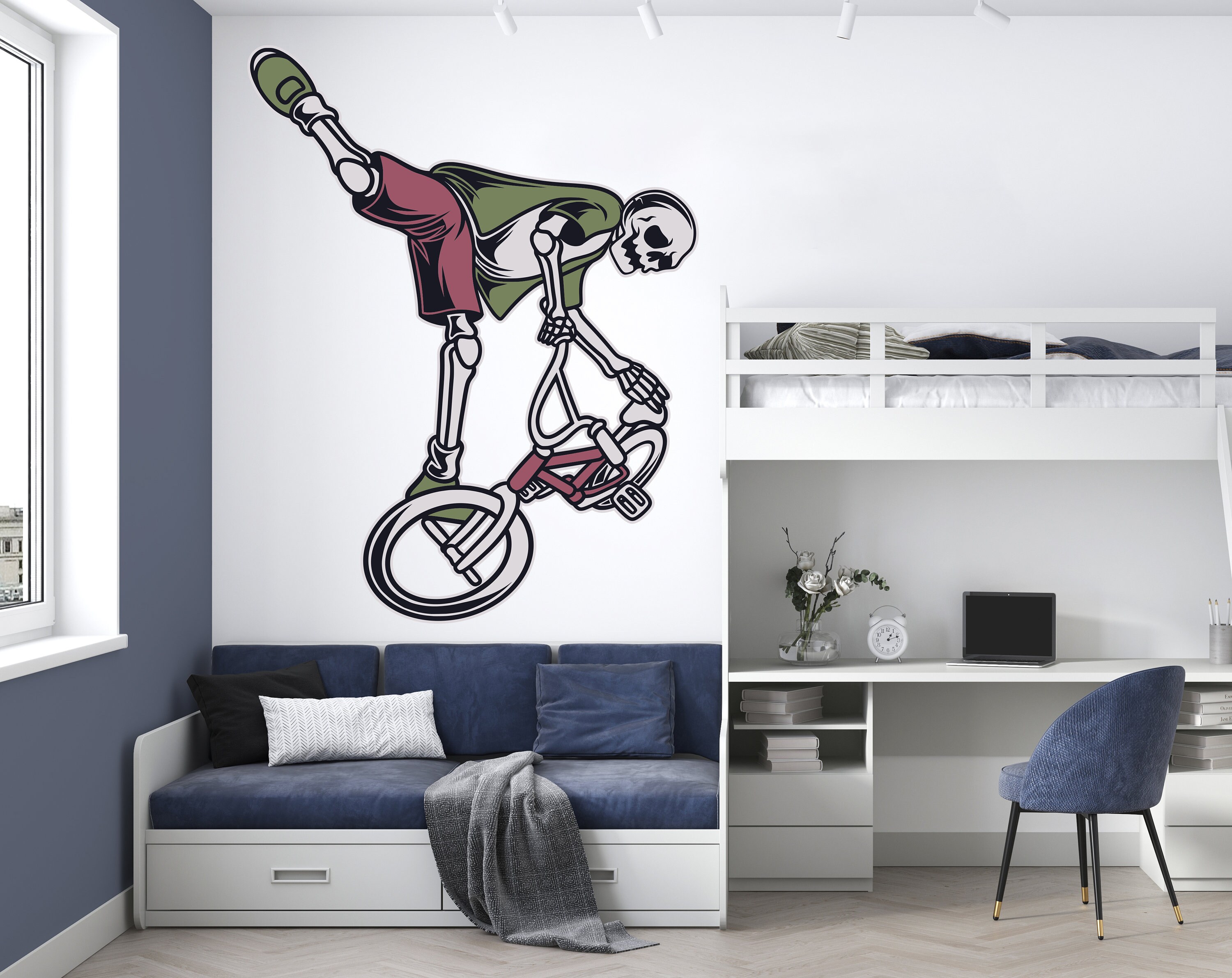 BMX Wall Decal/skeleton Wall Decal/ Mountain Bike Wall Decal/ - Etsy
