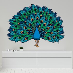 Peacock Wall Decal / Peacock Wall Sticker/ Bird Wall Decor/ | Etsy