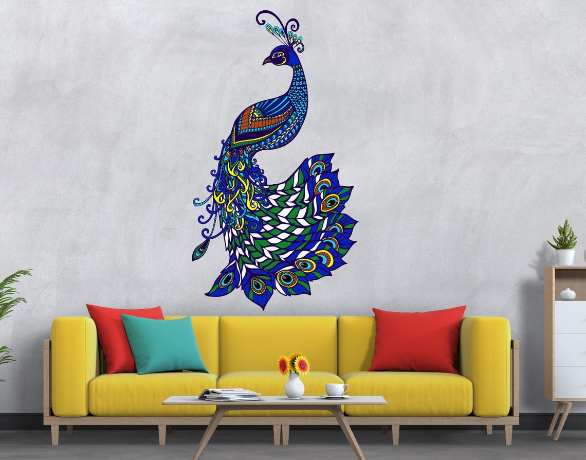 Peacock Wall Decal / Peacock Wall Sticker/ Bird Wall Decor/ - Etsy