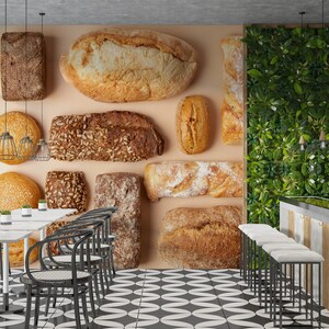Bakery Wall Mural/ Kitchen Wall Mural/ Colorful Wall Mural/ Bakery Wall ...