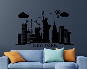 New York Wall Decal/ Cityscape Wall Decal / USA Wall - Etsy