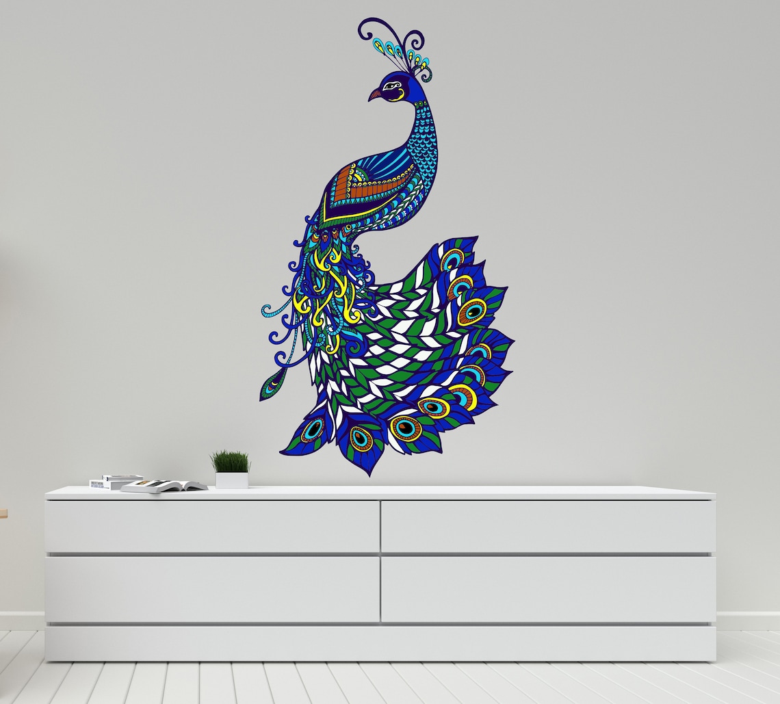 Peacock Wall Decal / Peacock Wall Sticker/ Bird Wall Decor/ - Etsy