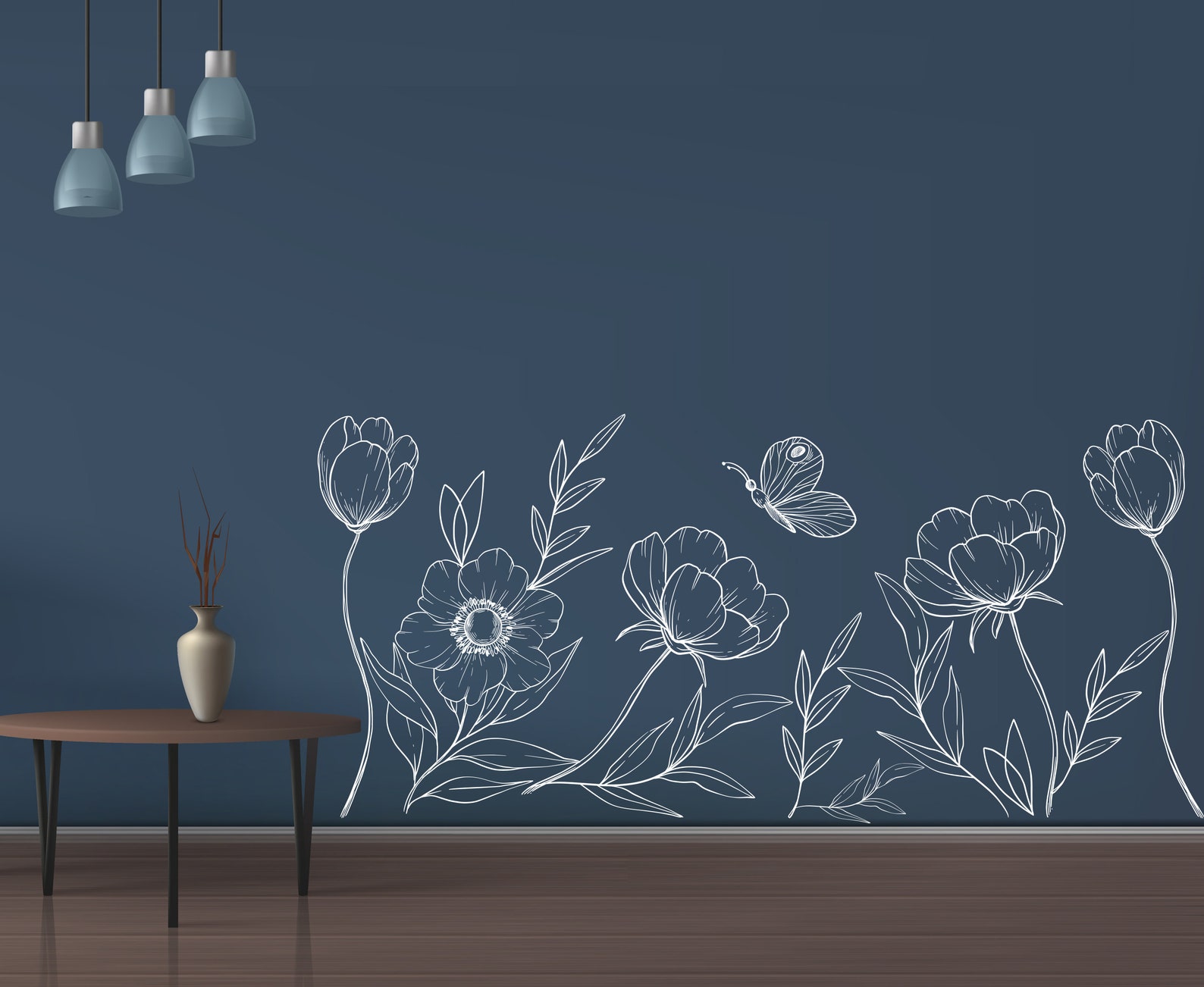 Flowers Wall Decal/ Flowers Wall Decal/ Flower Decals Wall - Etsy