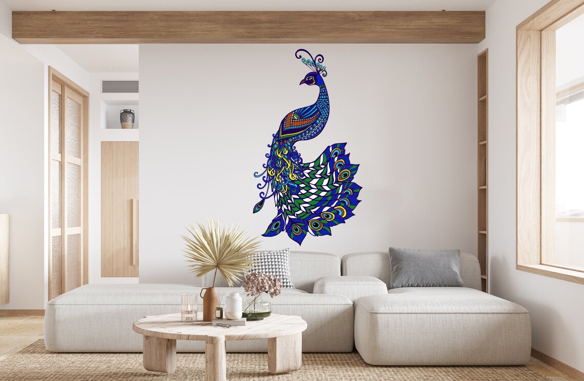Peacock Wall Decal / Peacock Wall Sticker/ Bird Wall Decor/ - Etsy