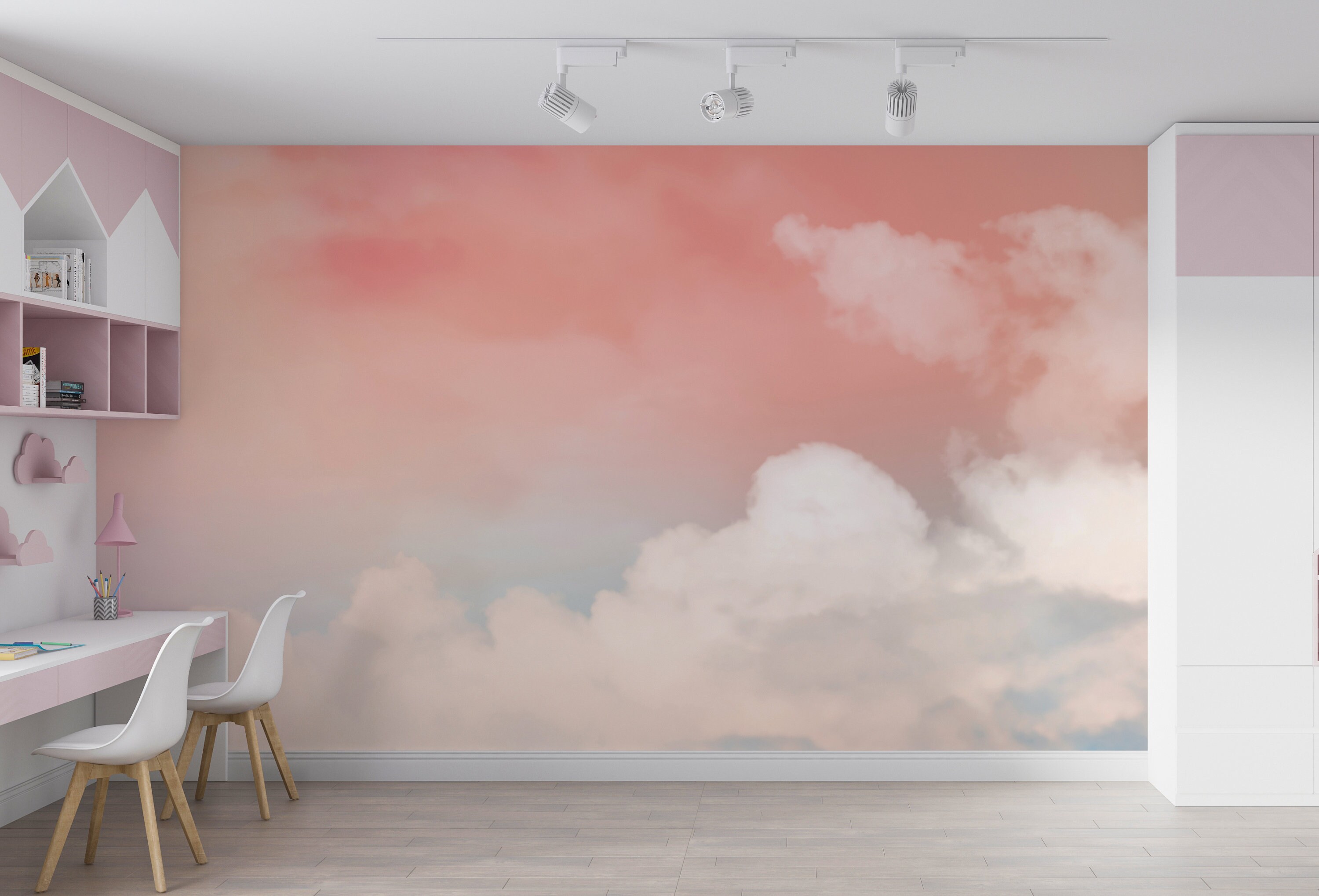 Sky Wall Mural/ Clouds Wall Mural/ Blue Sky Photo Wallpaper/ Pastel ...