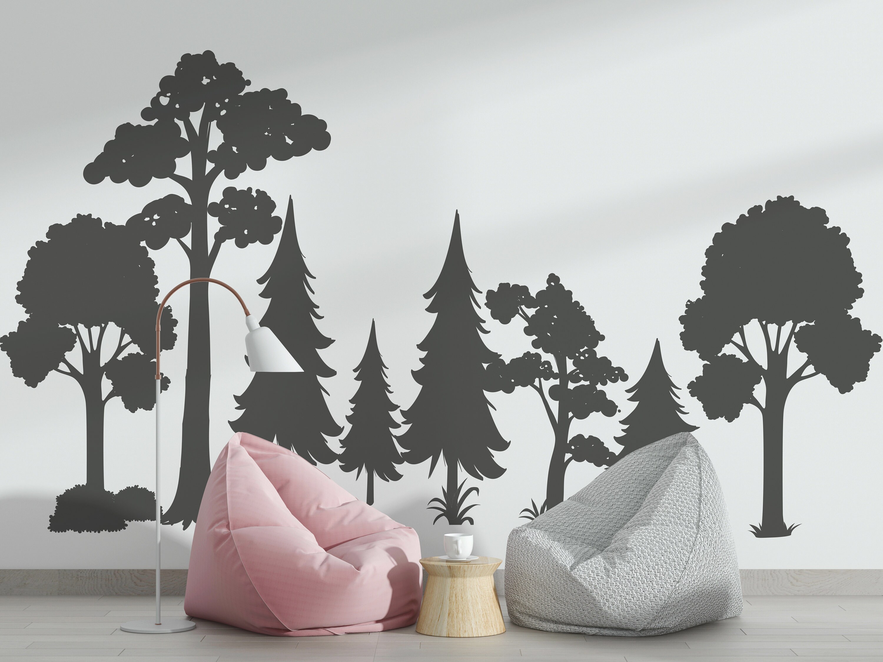 Forest Wall Decal/ Nature Wall Decal/ Trees Wall Decal/trendy Style ...