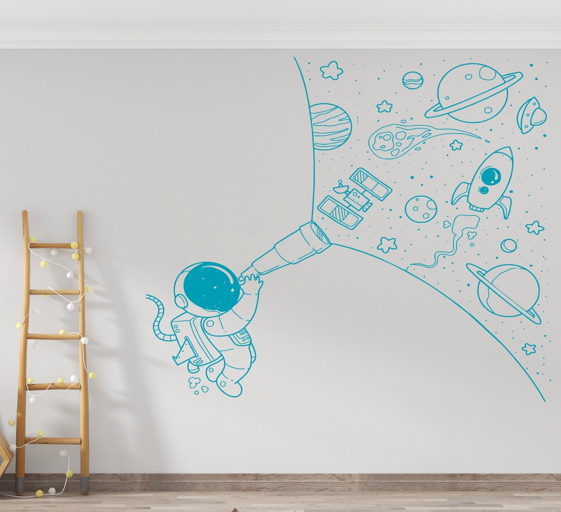 Astronaut Wall Decal Outer Space Wall Decor for Kids Bedroom - Etsy
