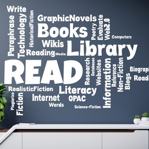 Library Wall Decal/ Classroom Wall Decal/ Reading Wall Decal/ Library ...