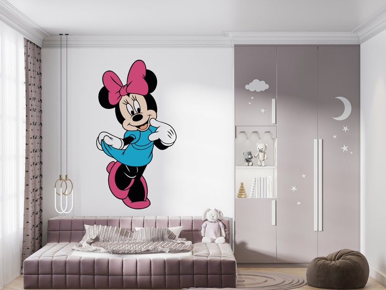 Minnie Mouse Wall Decal Cartoon Wall Decor for Kids Nursery - Etsy