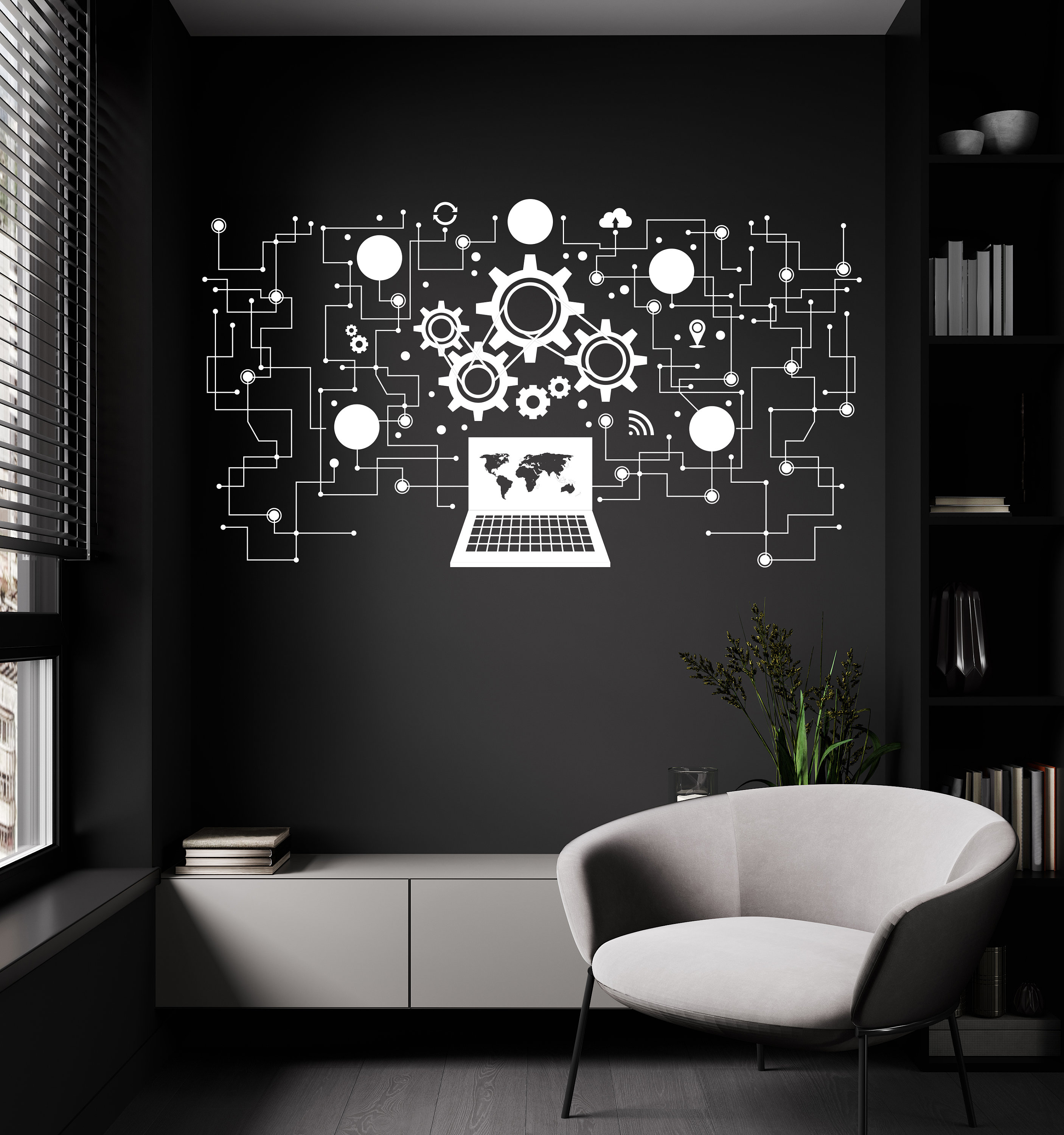 Circuit Board Wall Decal. Technology Wall Decal. Office Wall - Etsy