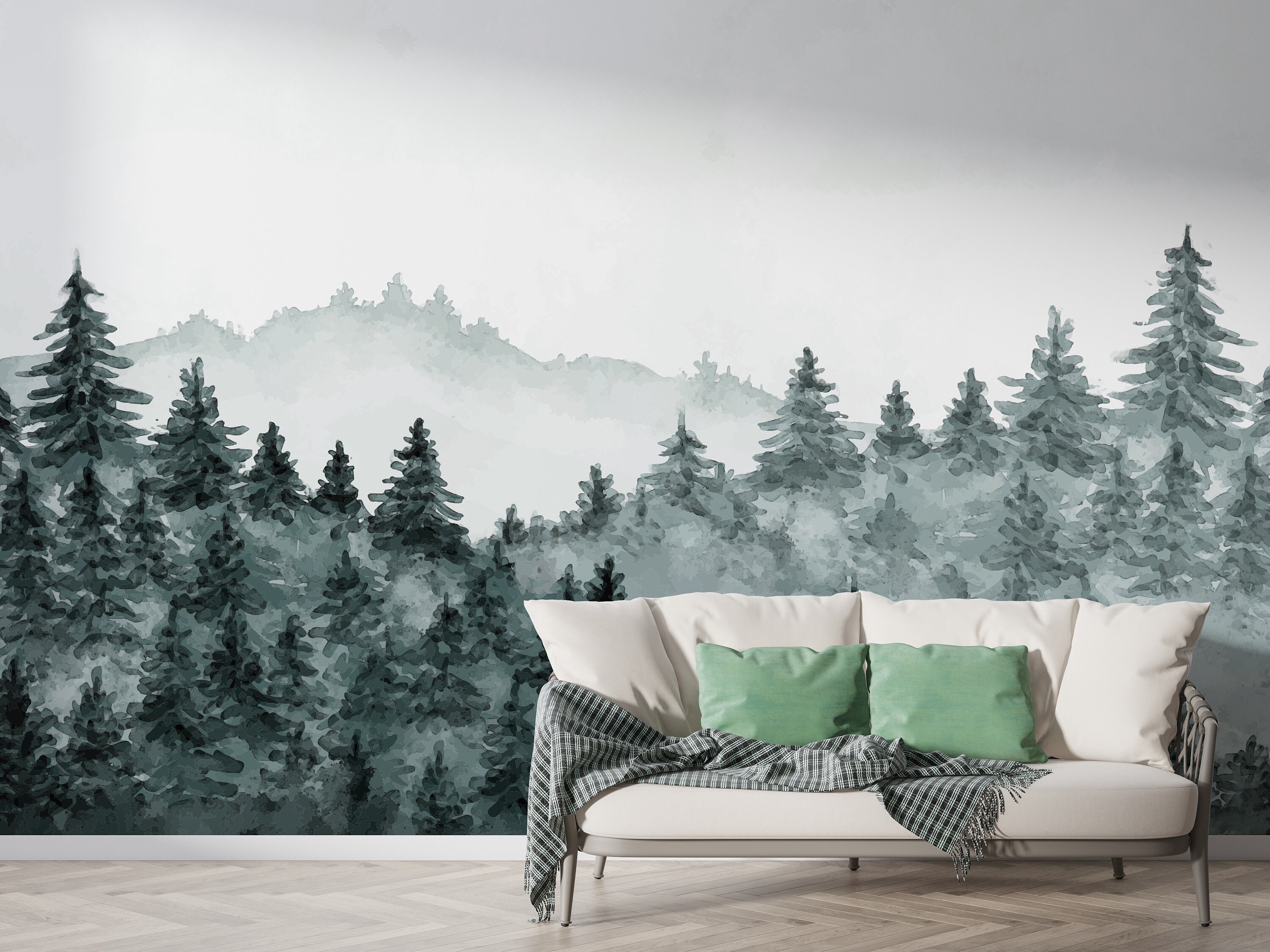 Forest Wall Mural/ Nature Wall Mural/ Spruce Forest Wall - Etsy