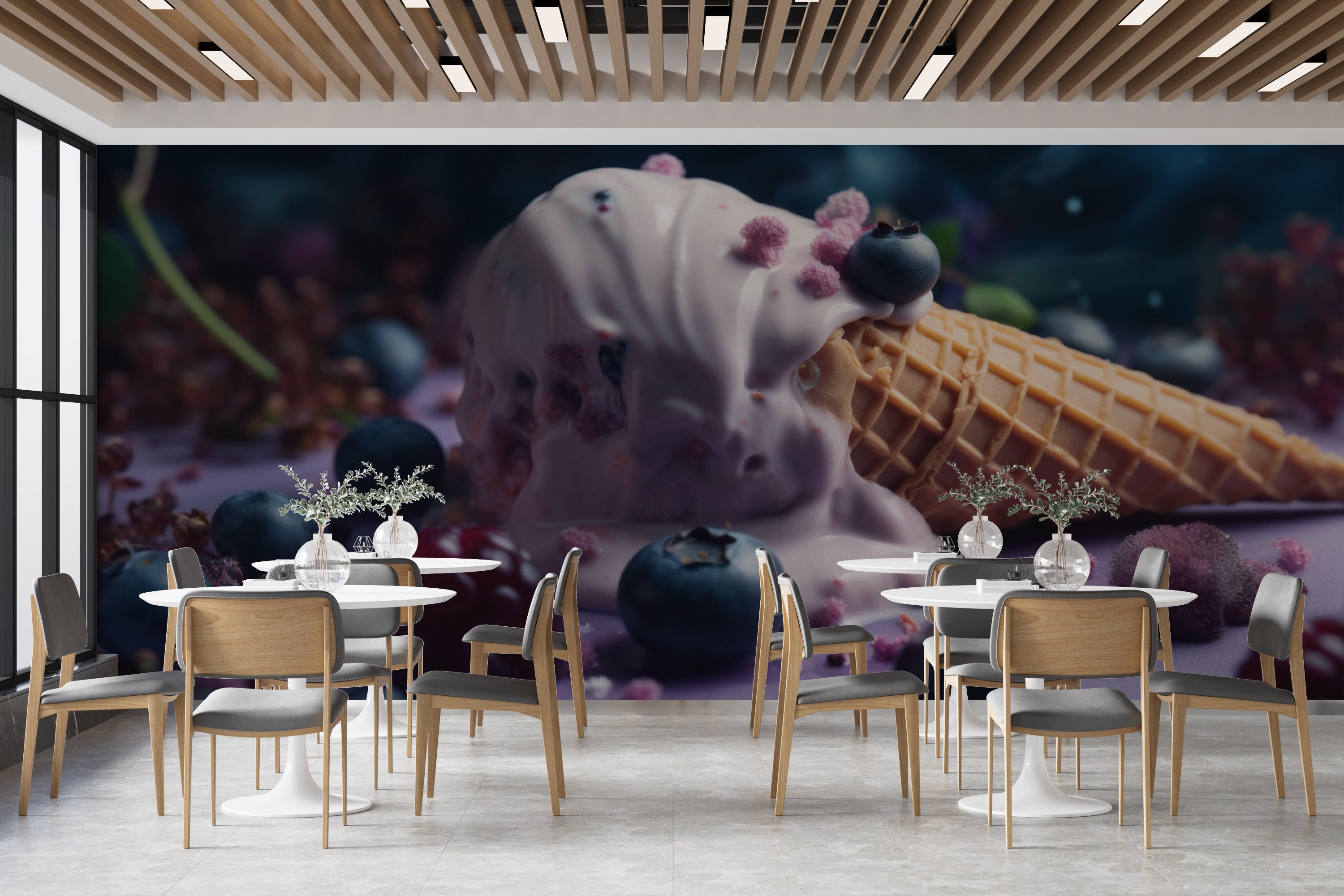 Ice Cream Wall Mural/ 3D Ice Cream Wallpaper/ Ice Cream Wall Art/ Café ...