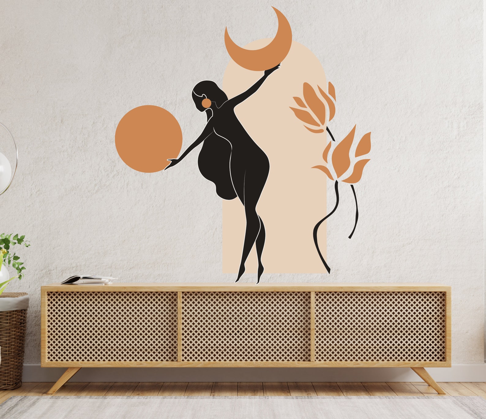 Boho Wall Decal/ Woman Wall Decal/ Abstract Modern Wall Art/ - Etsy