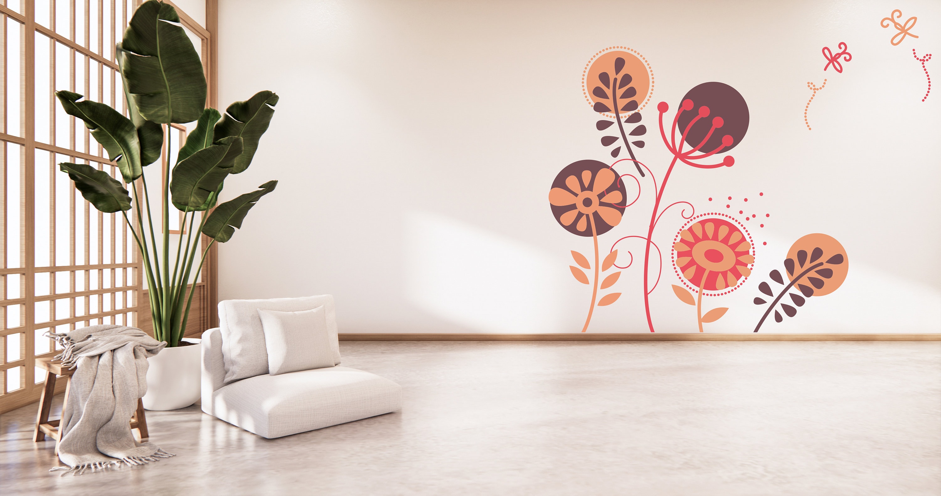 Flower Wall Decal/flowers Wall Decal/flower Decals Wall - Etsy
