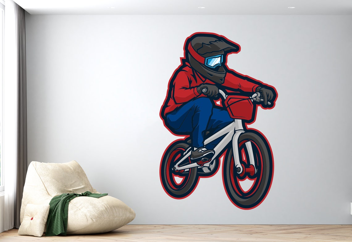 BMX Wall Decal/ BMX Wall Decor/ Mountain Bike Wall Decall/ - Etsy