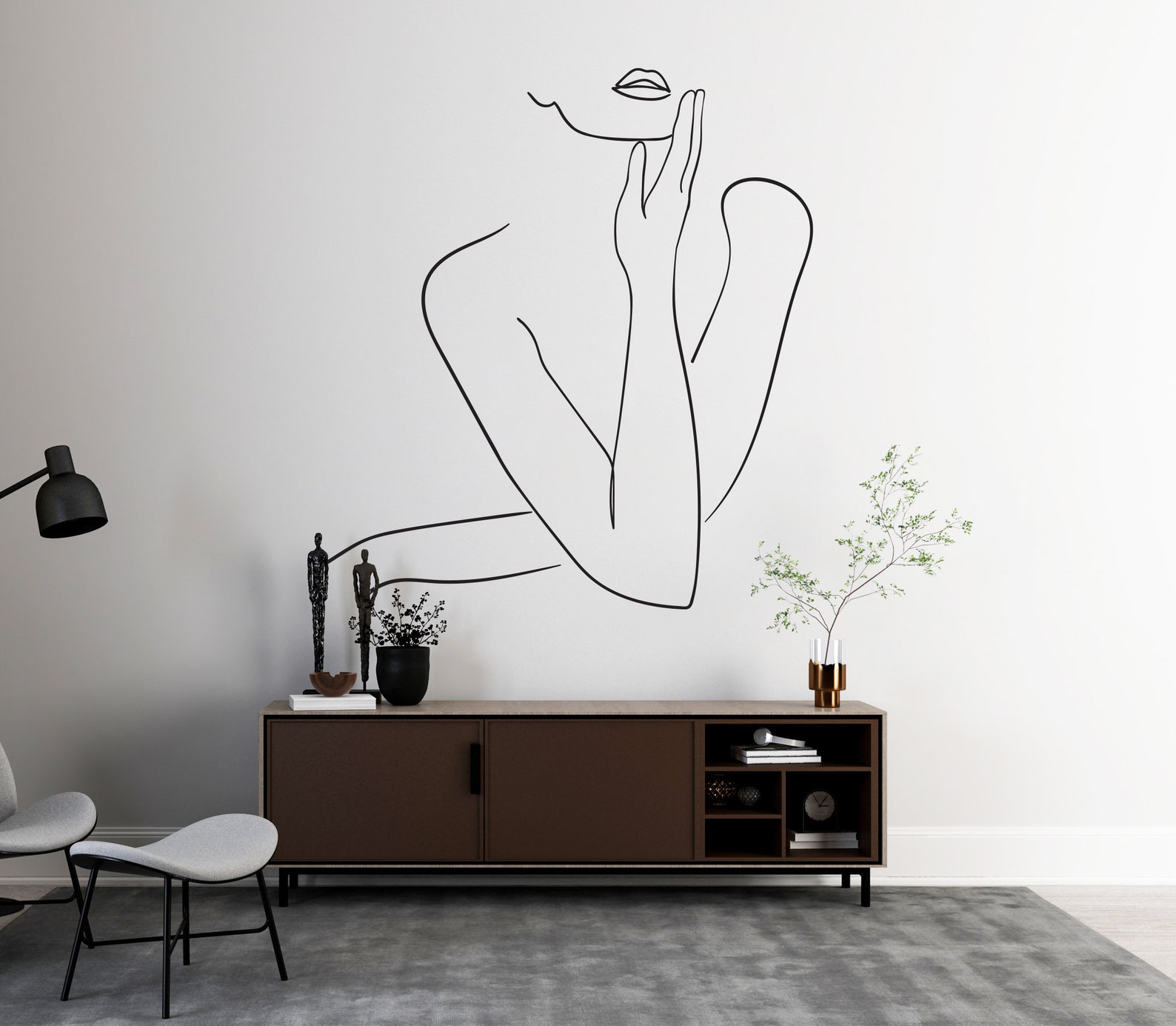 Woman Wall Decal. Abstract Woman Wall Decal. Beautiful Woman Wall Decal ...